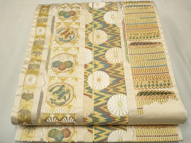 平和屋着物●六通柄袋帯　唐織　元就紀行　金糸　正絹　逸品　未使用　CAAT8397hy