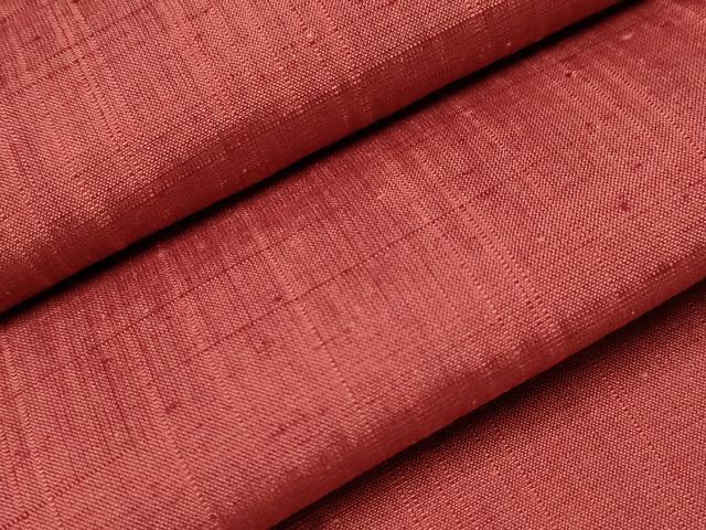 平和屋着物▽上質な紬　単衣　色無地　臙脂色　正絹　逸品　CAAT9212dy
