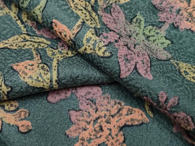 平和屋着物▽上質な小紋　単衣　更紗草花文　正絹　逸品　CAAT9218dy