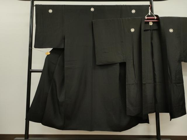 平和屋着物●男性　黒紋付　羽織セット　正絹　逸品　CAAT9295dy