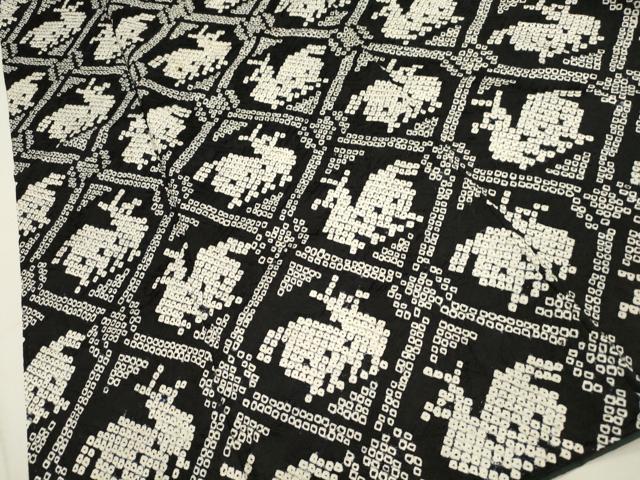 平和屋着物●上質な小紋　絞り　有栖川　黒地　正絹　逸品　CAAT9331dy