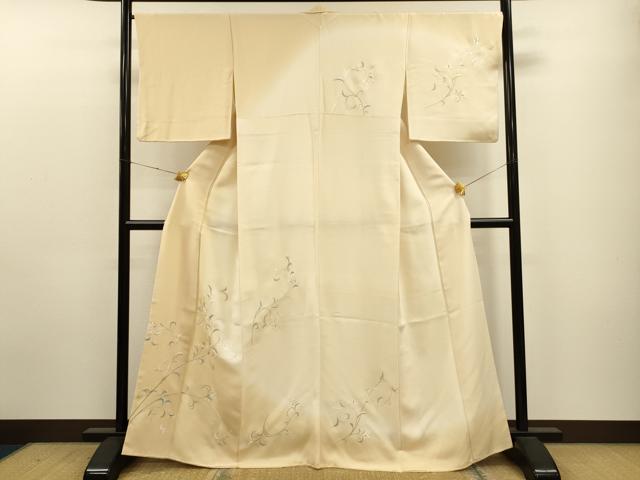 平和屋着物●訪問着　総刺繍　花唐草文　暈し染め　金糸　正絹　逸品　CAAT9341dy