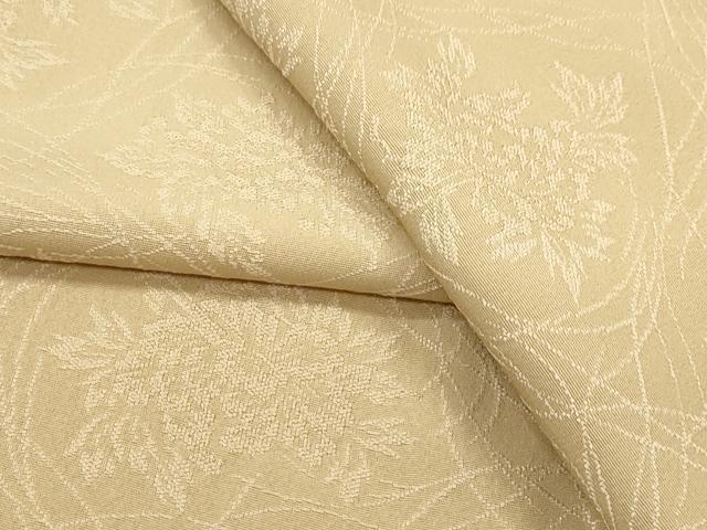 平和屋着物▽上質な色無地　単衣　草花地紋　丁字色　正絹　逸品　CAAT9393dy