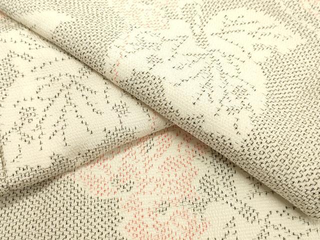 平和屋着物▽本塩沢　単衣　蔦の葉文　正絹　逸品　未使用　CAAT9531dy