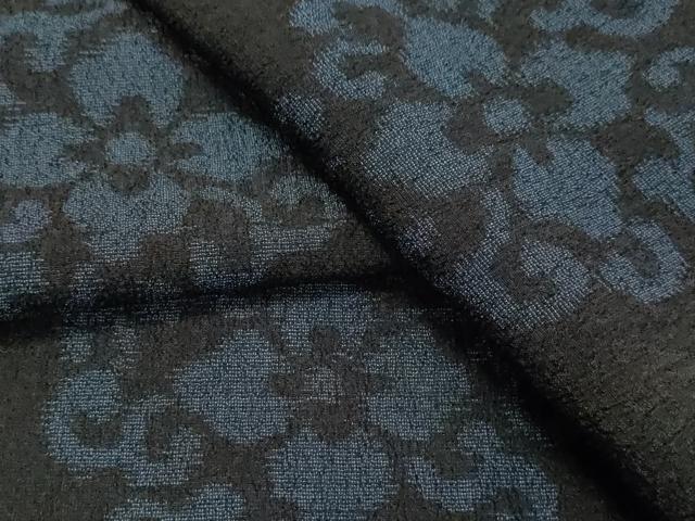 平和屋着物▽上質なお召　単衣　草花文　正絹　逸品　CAAT9533dy