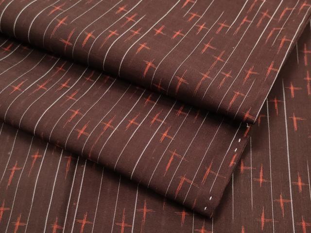 平和屋着物▽上質な紬 　単衣　菱吉祥文　正絹　逸品　未使用　CAAT9788gh