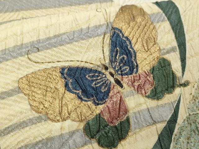 平和屋着物○博多織 鵬翔 全通柄袋帯 ふくれ織 舞蝶文