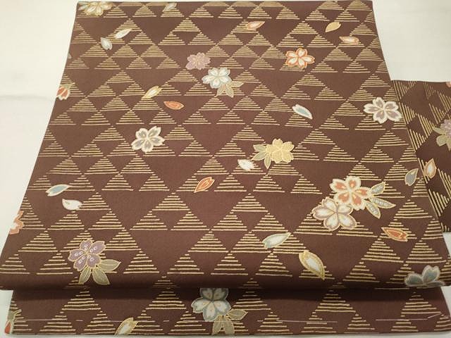 平和屋着物●全通柄　九寸名古屋帯　舞花文　金糸　正絹　逸品　未使用　CAAU1065yk