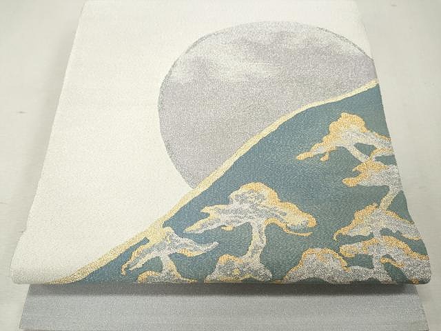 平和屋着物●爪掻き本綴れ　太鼓柄袋帯　満月　枝松文　金銀糸　正絹　逸品　未使用　CAAU1091yk