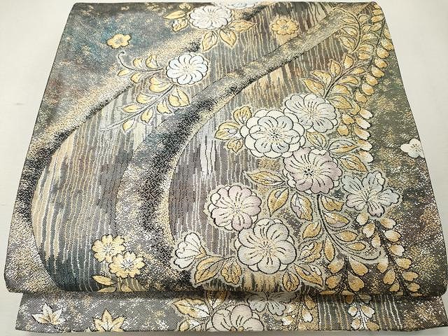 平和屋着物●六通柄袋帯　唐織　道長舞蝶文　金糸　正絹　逸品　CAAU1092yk