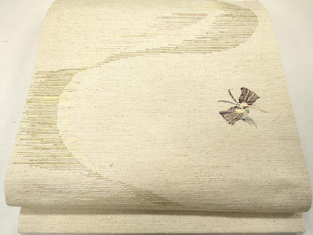 平和屋着物●九寸開き名古屋帯　紬地　流水舞蝶文　袋帯　正絹　逸品　CAAU1112yk