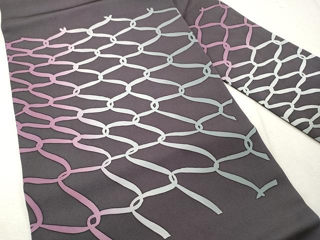 平和屋着物○塩瀬 九寸名古屋帯 型染め 網目文 正絹 逸品 CAAU1122yk