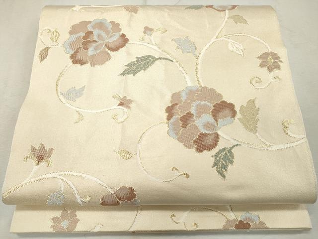 平和屋着物●六通柄　本袋帯　更紗枝花唐草文　金糸　正絹　逸品　CAAU1172yk