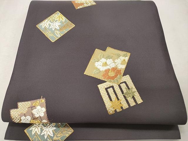 平和屋着物●六通柄袋帯　唐織　源氏香重ね花文　金糸　正絹　逸品　CAAU1176yk