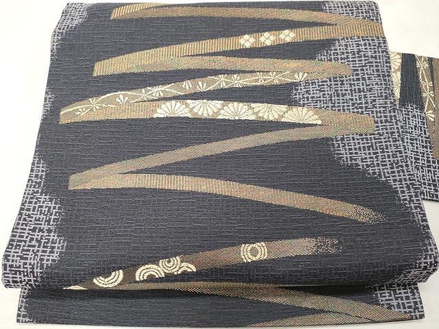 平和屋着物●九寸名古屋帯　吉祥花文　金糸　正絹　逸品　CAAU1186yk