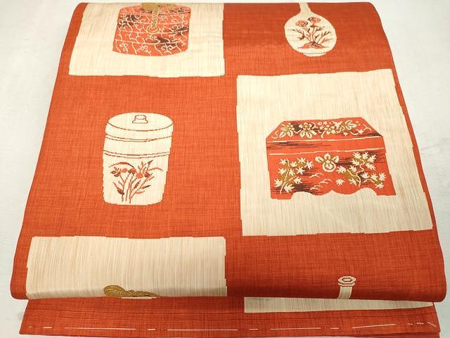 平和屋着物● 名門木屋太　今河織物　六通柄袋帯　陶器吉祥花文　正絹　逸品　CAAU1191yk