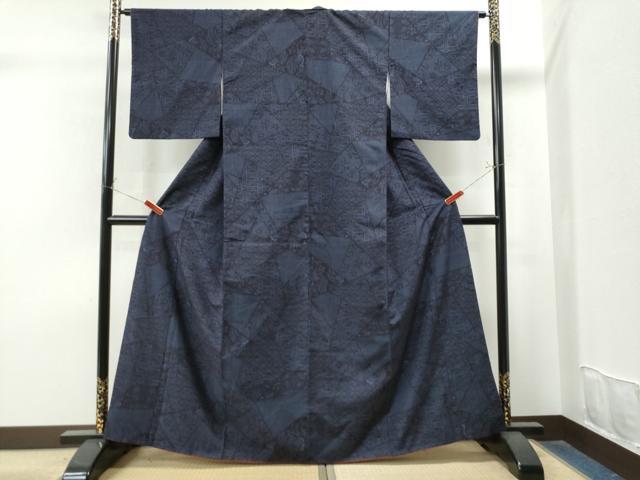 平和屋着物●結城紬　奥順　はたおり娘　80亀甲　吉祥花唐草文　証紙付き　正絹　逸品　CAAU1615yc