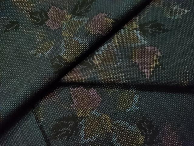 平和屋着物●本場大島紬　7マルキ　霞蔦の葉文　正絹　逸品　CAAU1629yc