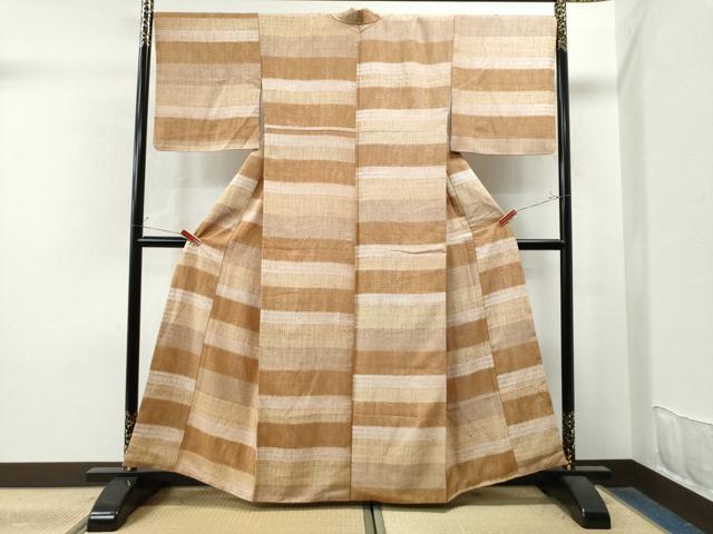 平和屋着物○上質な紬 絞り 横段吉祥文 正絹 逸品 CAAU1651yc