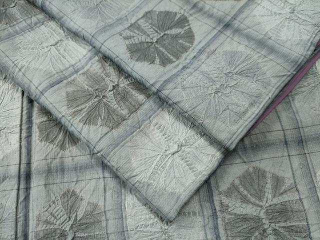平和屋着物●上質な紬　絞り　格子吉祥文　正絹　逸品　CAAU1779yc