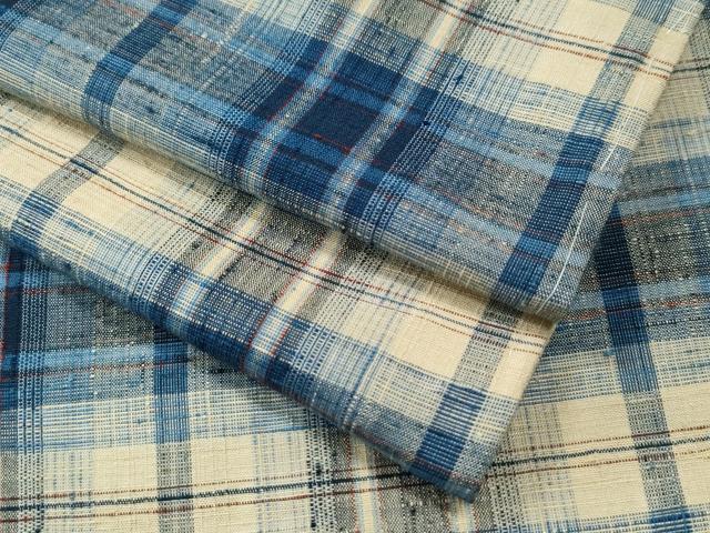 平和屋着物●上質な紬　格子柄　正絹　逸品　未使用　CAAU1781yc