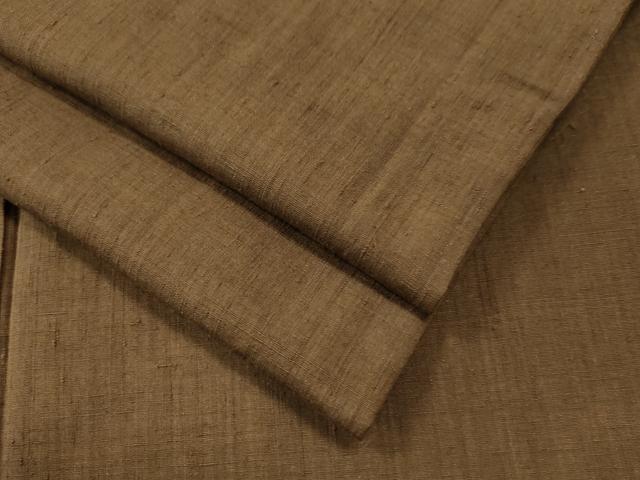 平和屋着物●結城紬　色無地　枯茶色　正絹　逸品　CAAU1810yc