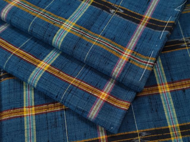 平和屋着物●上質な紬　格子柄　正絹　逸品　未使用　CAAU1910yc