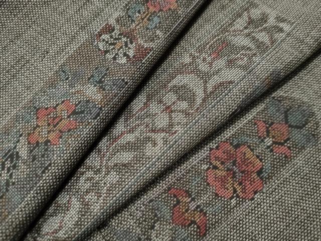 平和屋着物●本場大島紬　9マルキ　短冊花唐草文　正絹　逸品　CAAU1972yc