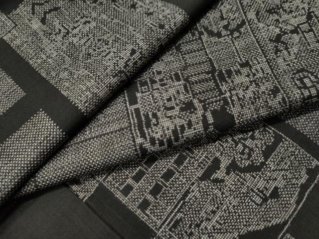 平和屋着物●本場大島紬　9マルキ　色紙重ね風景文　正絹　逸品　CAAU1995yc