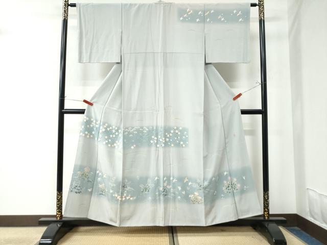 平和屋着物●訪問着　友禅　作家物　飛鳥花蝶文　暈し染め　正絹　逸品　CAAU2004yc