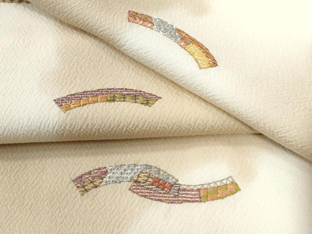 平和屋着物●中国三大刺繍　相良刺繍　訪問着　総刺繍　雪輪短冊吉祥文　暈し染め　正絹　逸品　未使用　CAAU2016yc