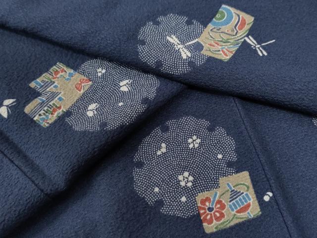 平和屋着物●上質な小紋　トンボ　雪輪短冊花蝶文　さが美扱い　正絹　逸品　未使用　CAAU2019yc