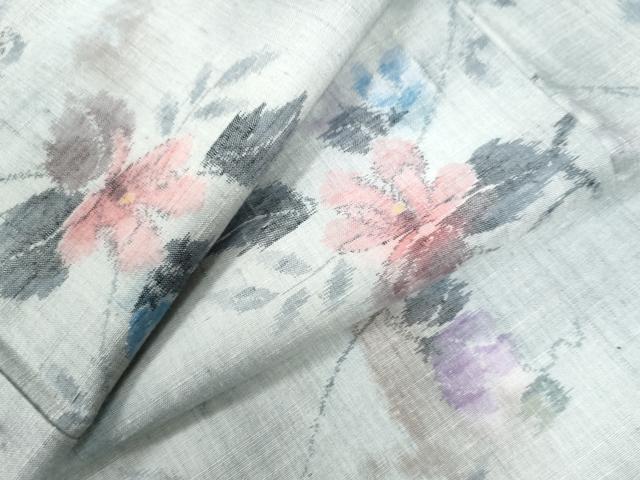 平和屋着物●小千谷紬　枝花文　正絹　逸品　未使用　CAAU2047yc