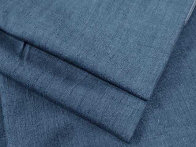 平和屋着物●結城紬　色無地　薄群青色　正絹　逸品　CAAU2053yc