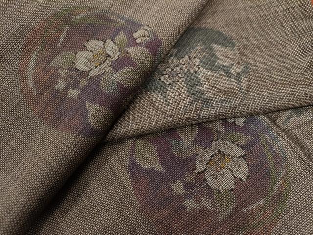 平和屋着物●本場大島紬　9マルキ　草花丸文　正絹　逸品　CAAU2105yc