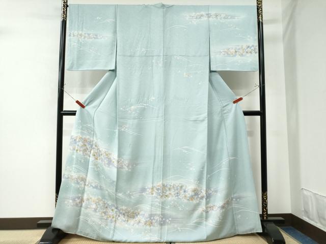 平和屋着物●訪問着　刺繍　舞桜文　暈し染め　金彩　正絹　逸品　CAAU2107yc