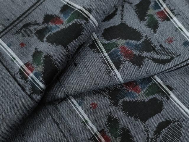 平和屋着物●上質な紬　格子枝花文　正絹　逸品　未使用　CAAU2178yc