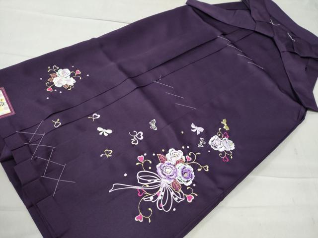 平和屋着物●女性　行灯袴　総刺繍　花唐草文　桑の実色　卒業式　洗える着物　未使用　CAAU2192yc