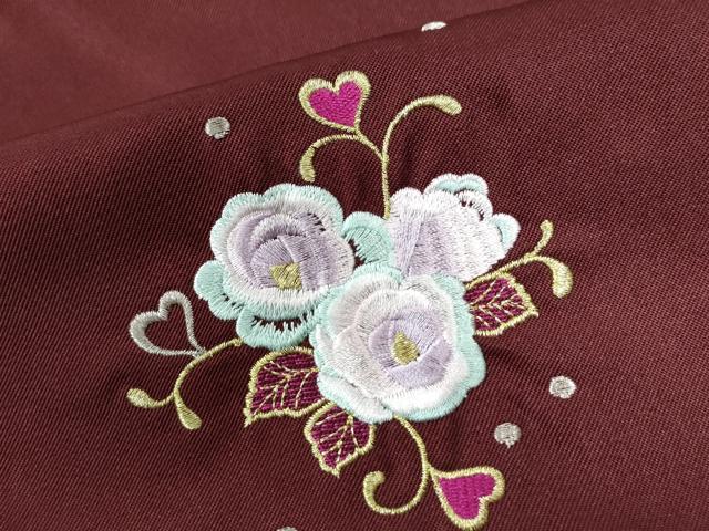 平和屋着物○女性 行灯袴 総刺繍 花唐草文 葡萄色 卒業式 洗える着物