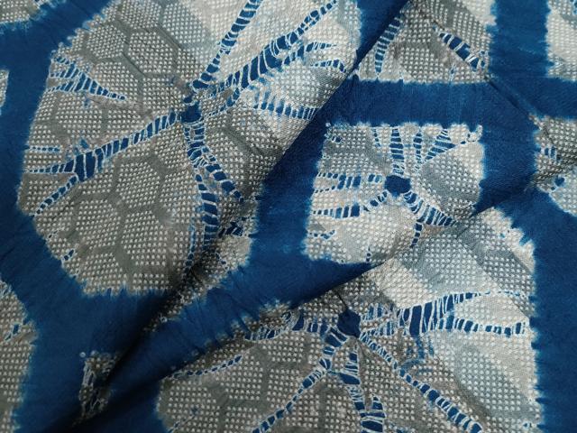 平和屋着物●上質な小紋　絞り　藍吉祥文　正絹　逸品　CAAU2257yc