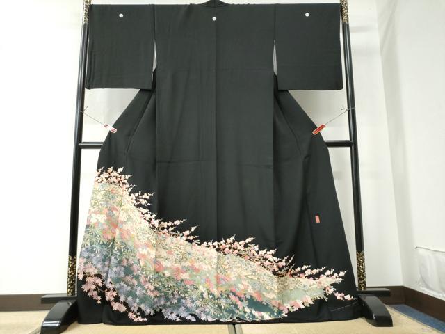 平和屋着物●豪華黒留袖　友禅　作家物　松花文　暈し染め　正絹　逸品　CAAU2311yc