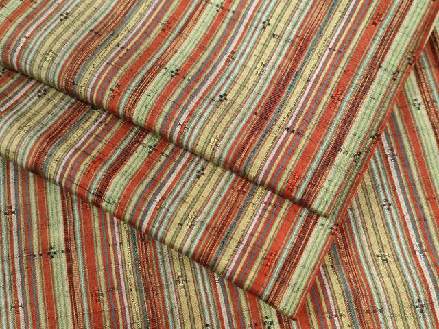 平和屋着物●上質な紬　花織　縞　正絹　逸品　CAAU2312yc