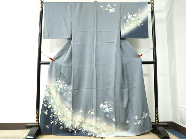 平和屋着物●訪問着　駒刺繍　更紗花唐草文　暈し染め　金彩　正絹　逸品　CAAU2377yc