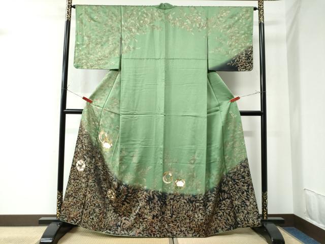 平和屋着物●訪問着　草花丸文　暈し染め　金彩　正絹　逸品　CAAU2441yc