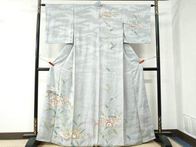 平和屋着物●訪問着　エ霞花蝶丸文　たたき染め　正絹　逸品　CAAU2457yc