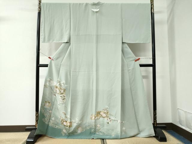 平和屋着物●豪華色留袖　飛鶴短冊雪輪流水草花文　暈し染め　金彩　正絹　逸品　未使用　CAAU2474yc