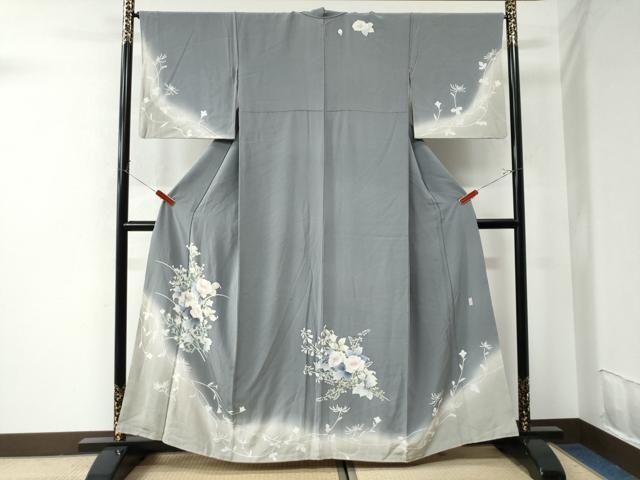 平和屋着物●訪問着　友禅　作家物　草花文　暈し染め　正絹　逸品　CAAU2487yc