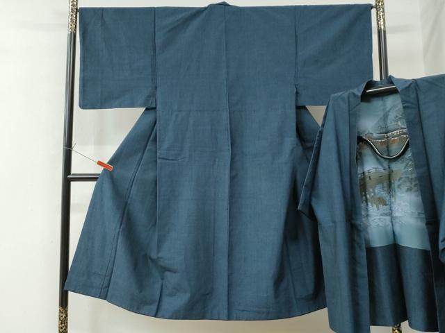平和屋着物●男性　紬　アンサンブル　霞文　正絹　逸品　CAAU2500yc