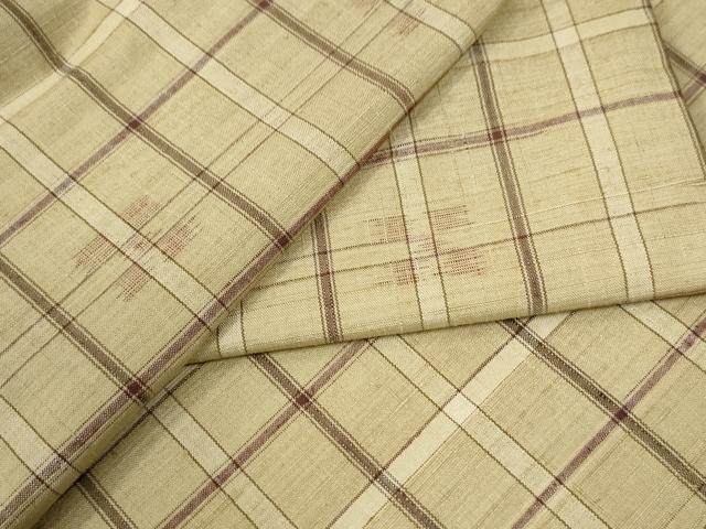 平和屋着物●上質な紬　格子吉祥文　正絹　逸品　CAAU2502yc