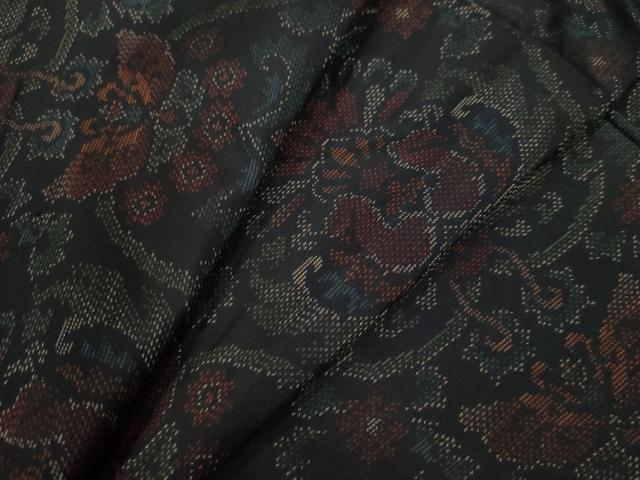 平和屋着物●本場大島紬　更紗花蝶唐草文　正絹　逸品　CAAU2507yc